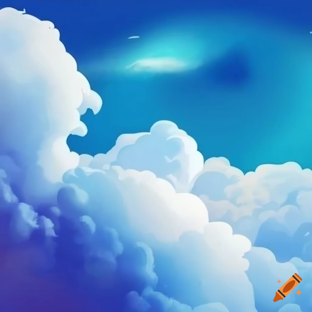 Bright sky with clouds in comic style on Craiyon