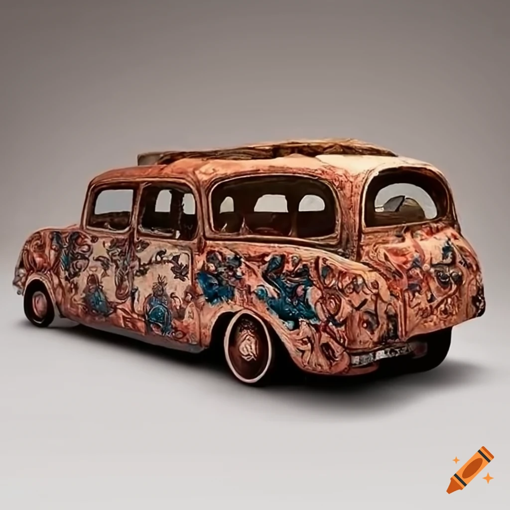 Car painted with persian rug design on Craiyon