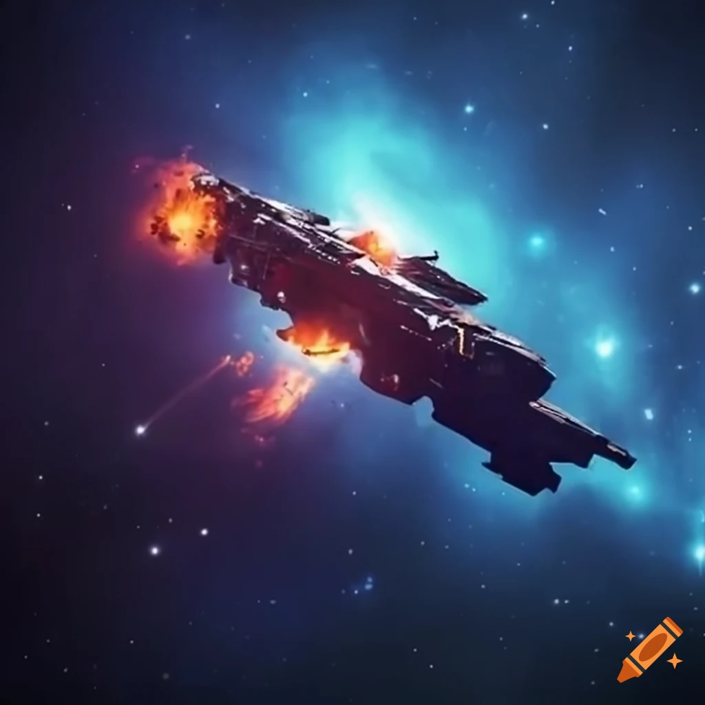 Blade Runner space ships ablaze near the Orion constellation on Craiyon