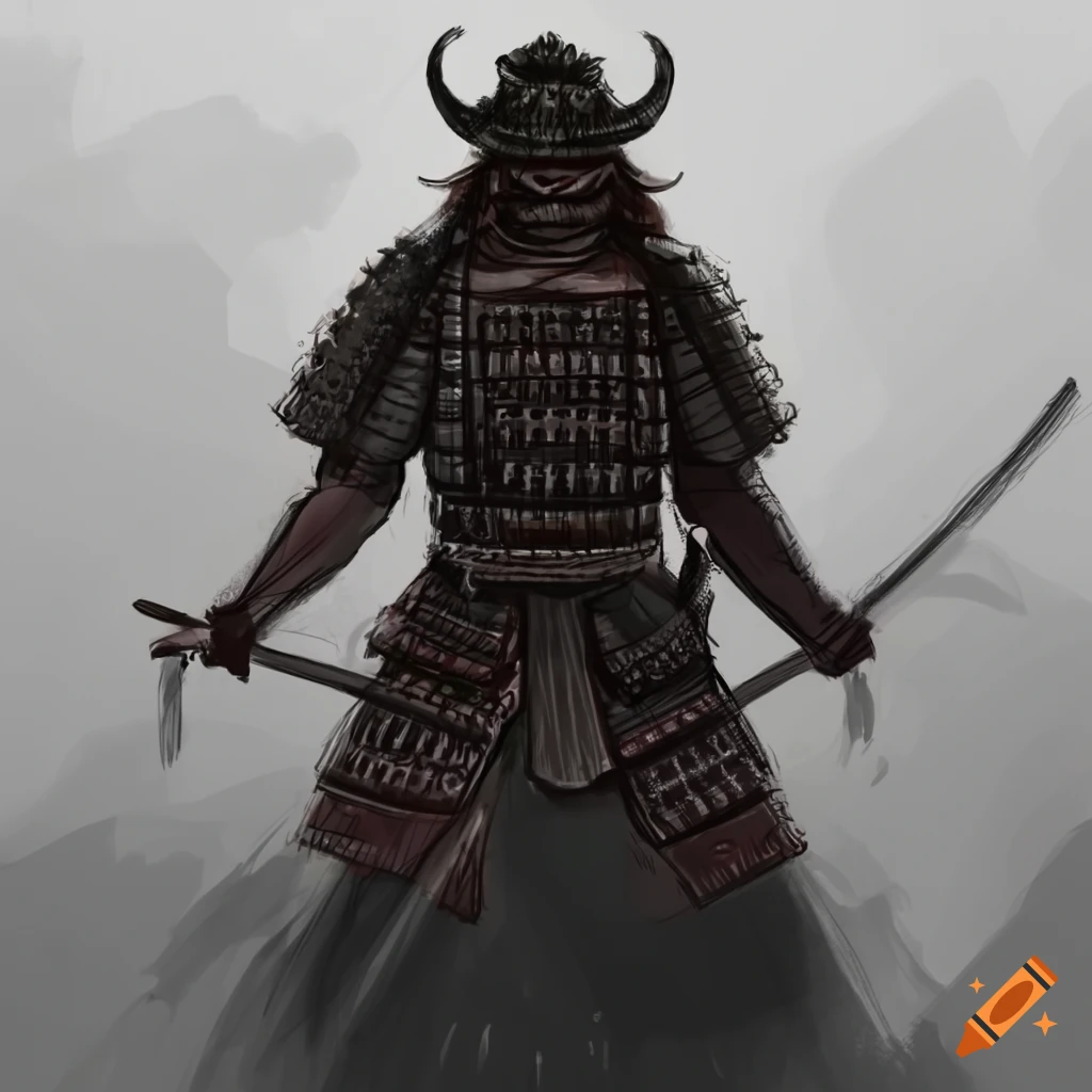Sketch of a samurai warrior on Craiyon