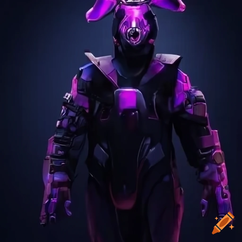 Cyberpunk rabbit suit with aggressive and technological look on Craiyon