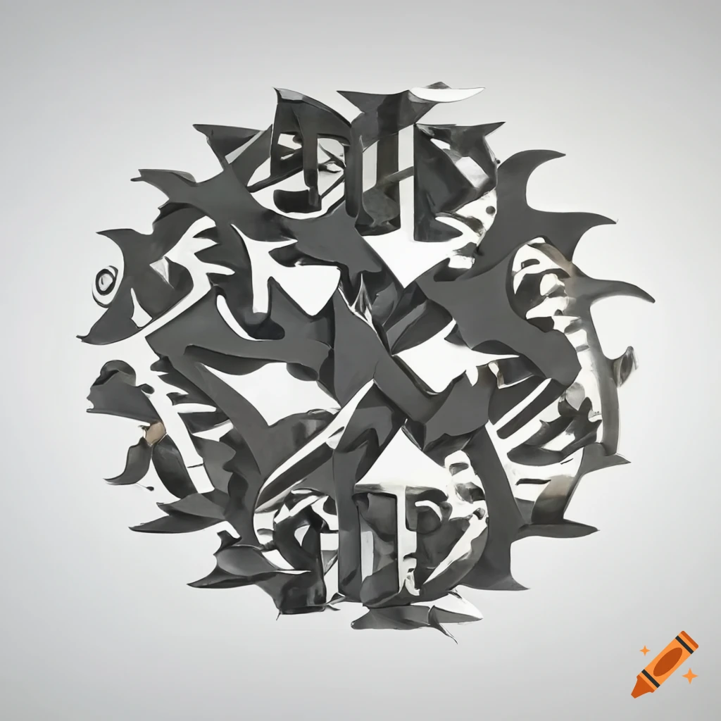 Zelda steel sculpture with MC Escher inspired maze design in two colors ...