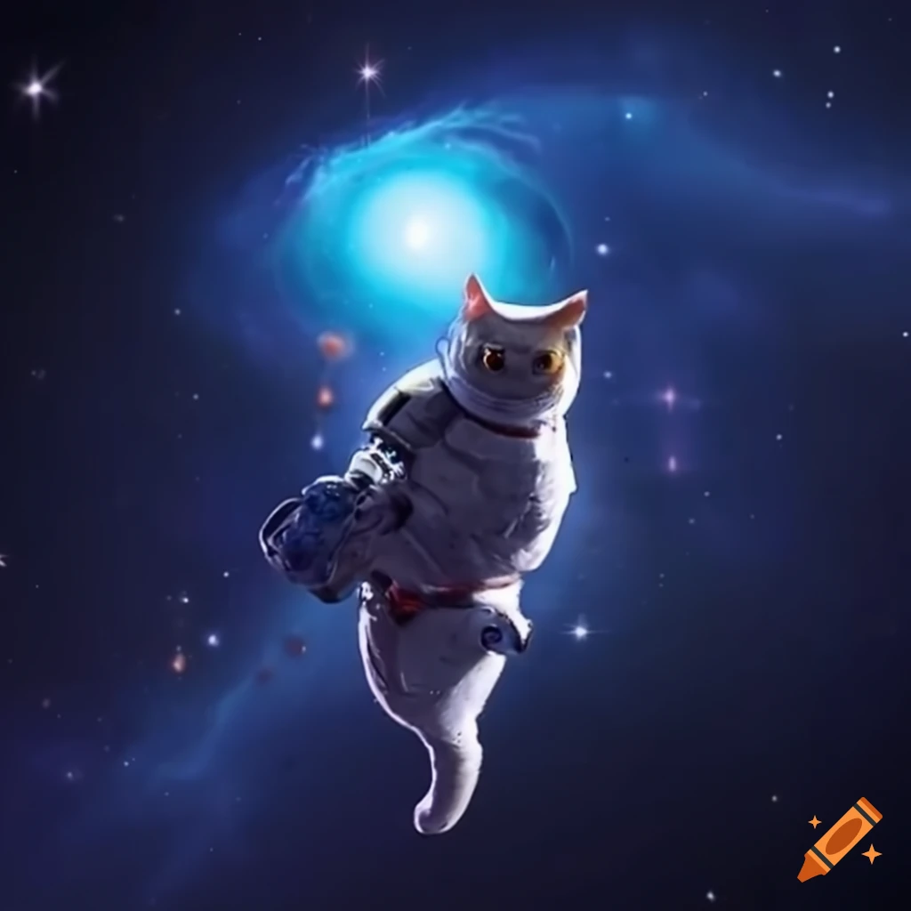 Feline astronaut exploring the galaxy on Craiyon