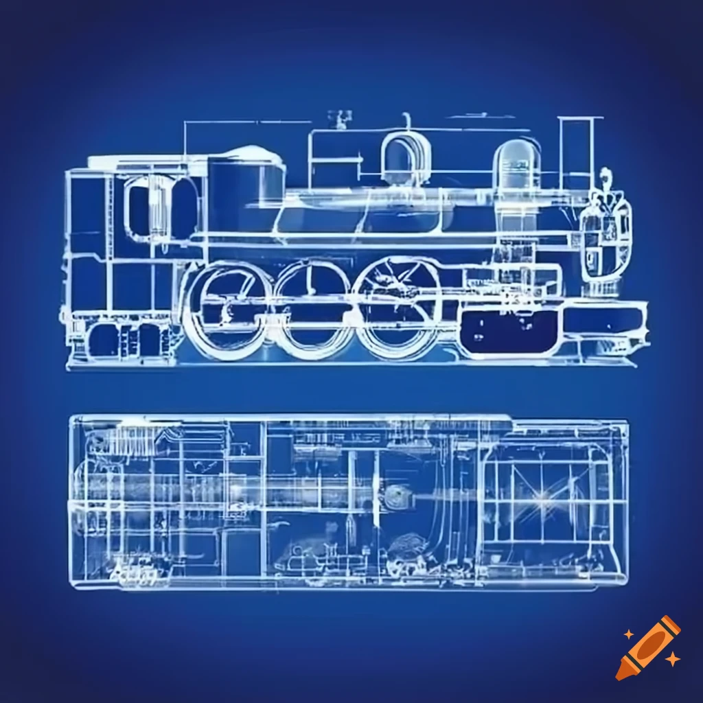 Unique steam engine train blueprint on Craiyon