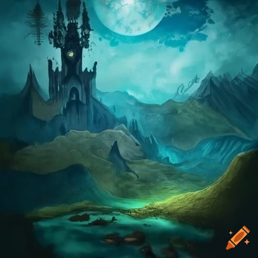 Hand-drawn map of a mystical land with fantastical creatures and ...