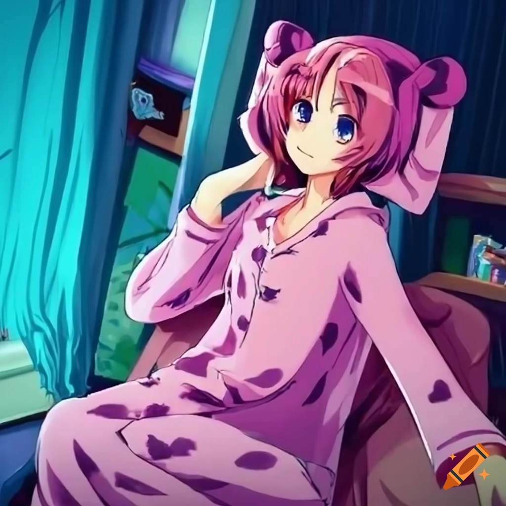 Anime pajama party scene on Craiyon