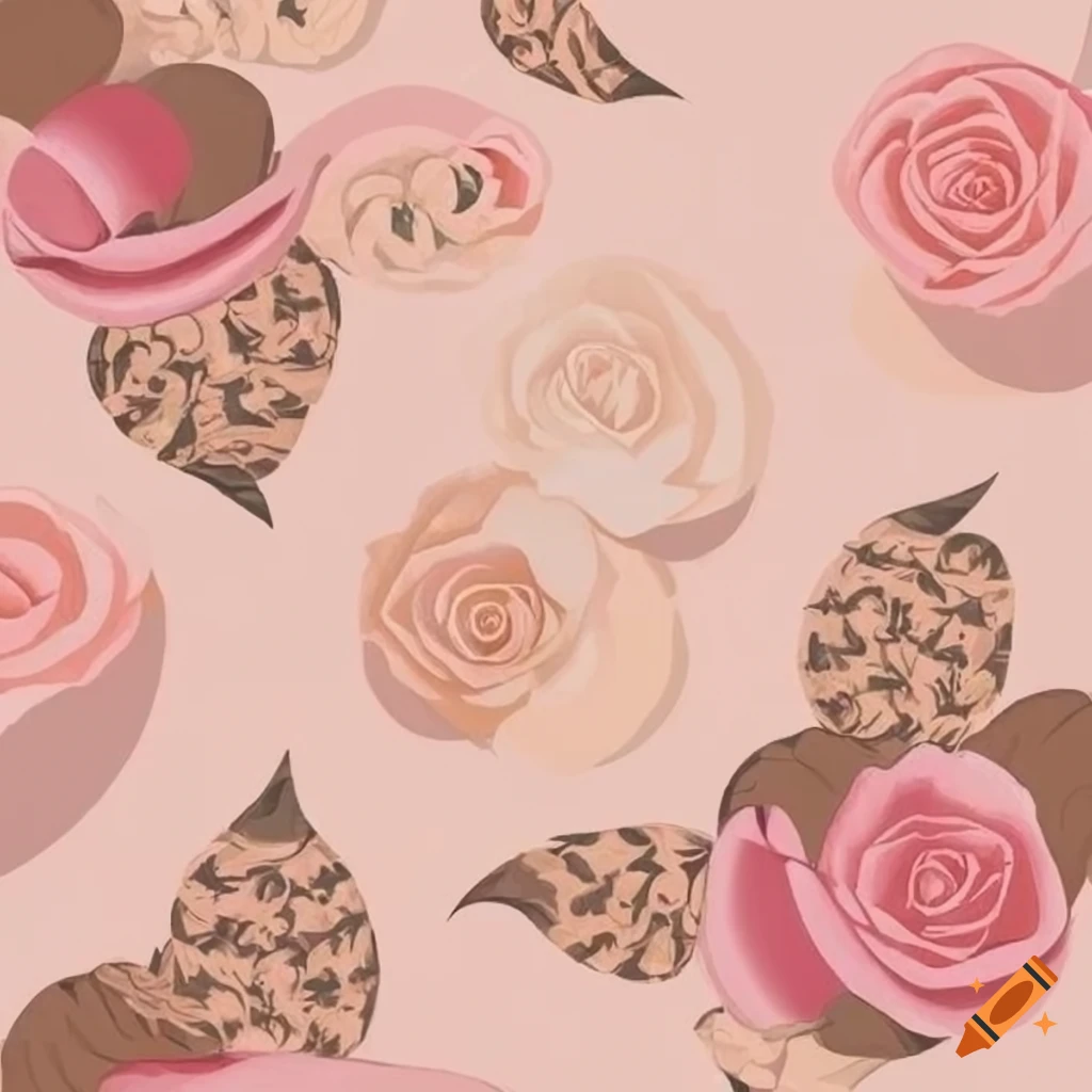 Rose decorative pattern in beige and pink colors on Craiyon