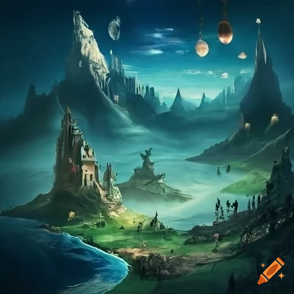 Enchanting map of a magical realm on Craiyon