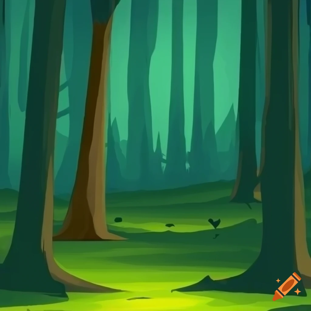 Cartoon pine forest background on Craiyon