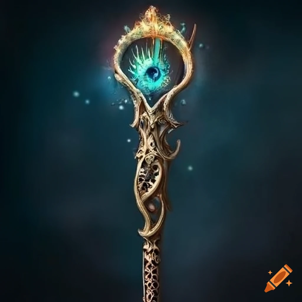 Intricate high fantasy ornate magical staff on Craiyon