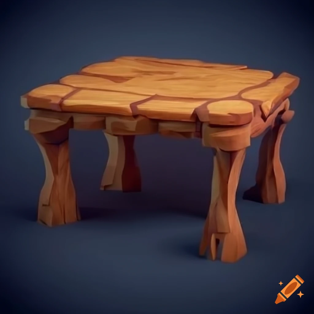 Wooden stylized fantasy table on Craiyon