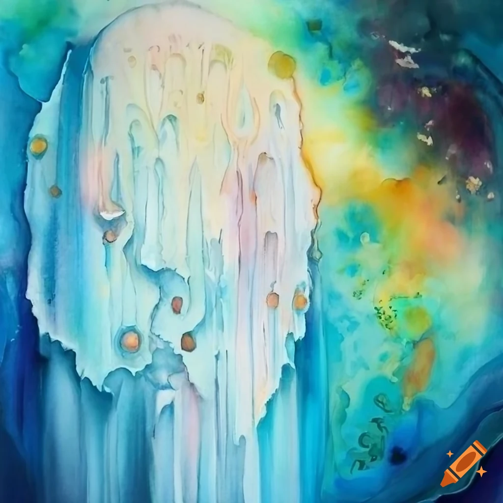 Mesmerizing and intricate acrylic and watercolor painting with ethereal ...