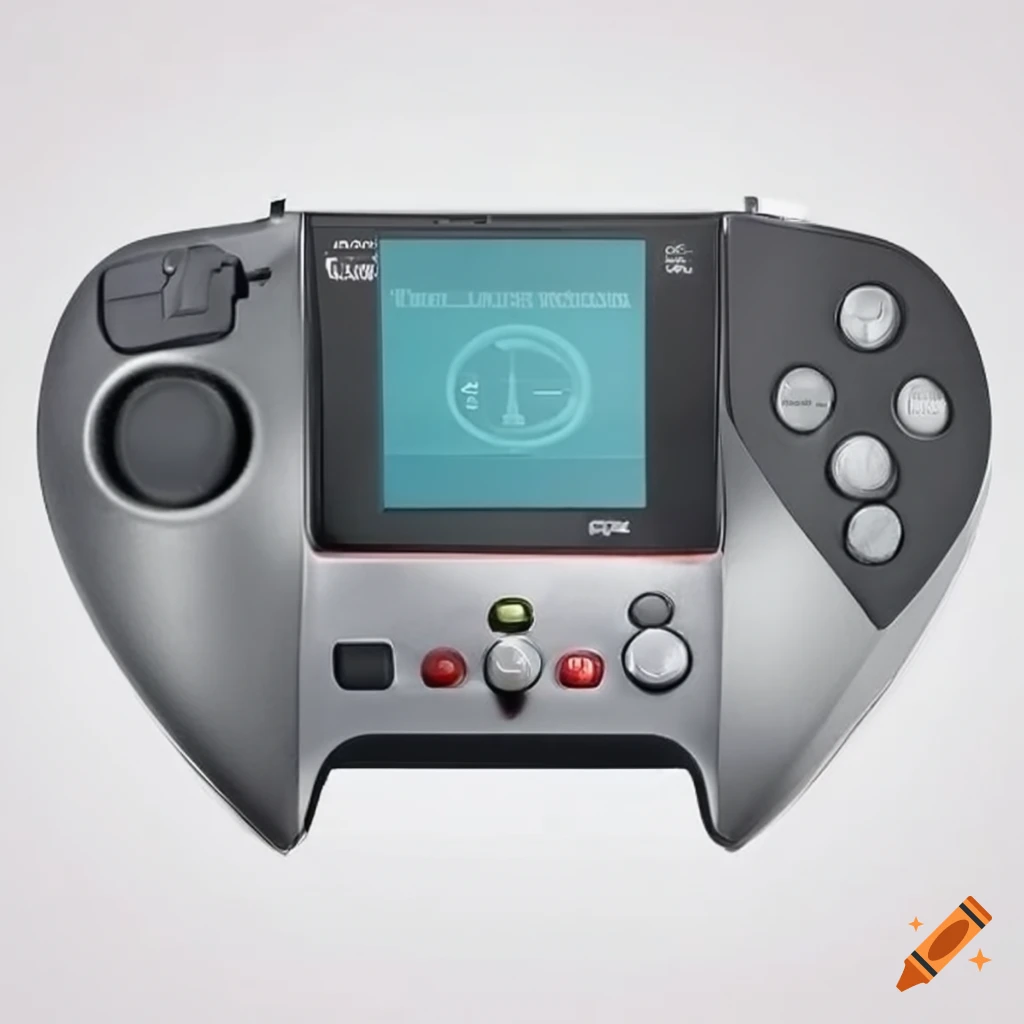 Shiny silver 90s smooth controller with built-in screen on Craiyon