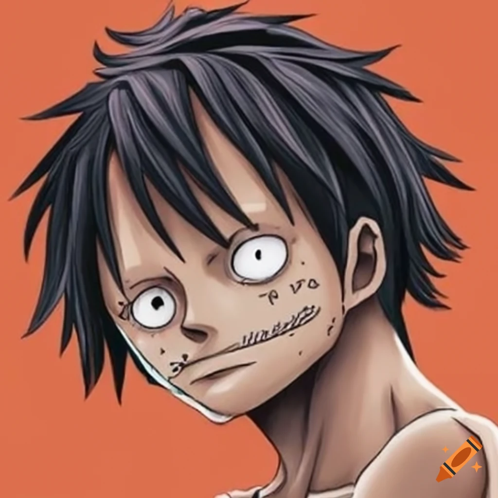 Luffy with orange hair on Craiyon