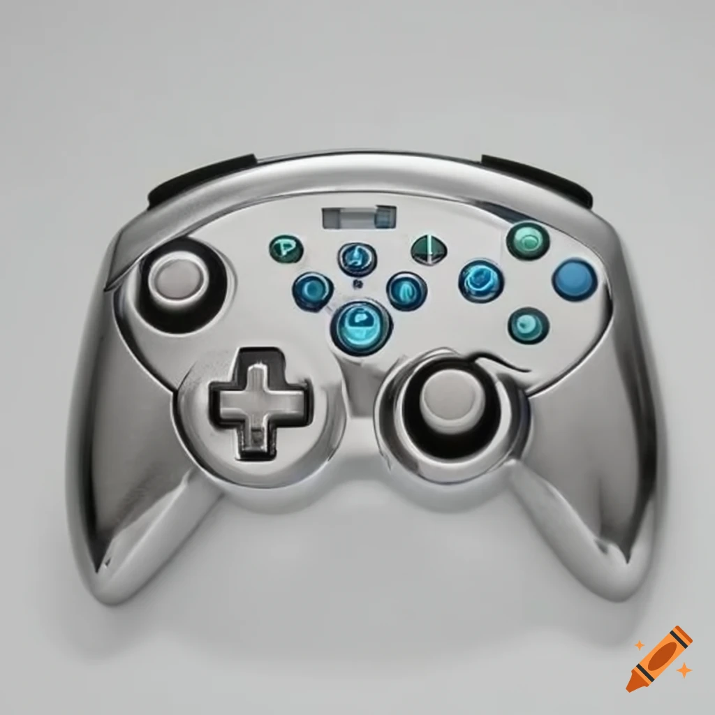 Shiny silver wiiu controller from the 90s on Craiyon