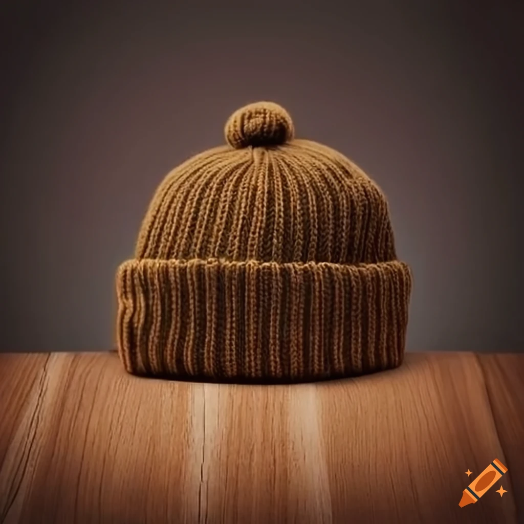 Beanie on a wooden table on Craiyon