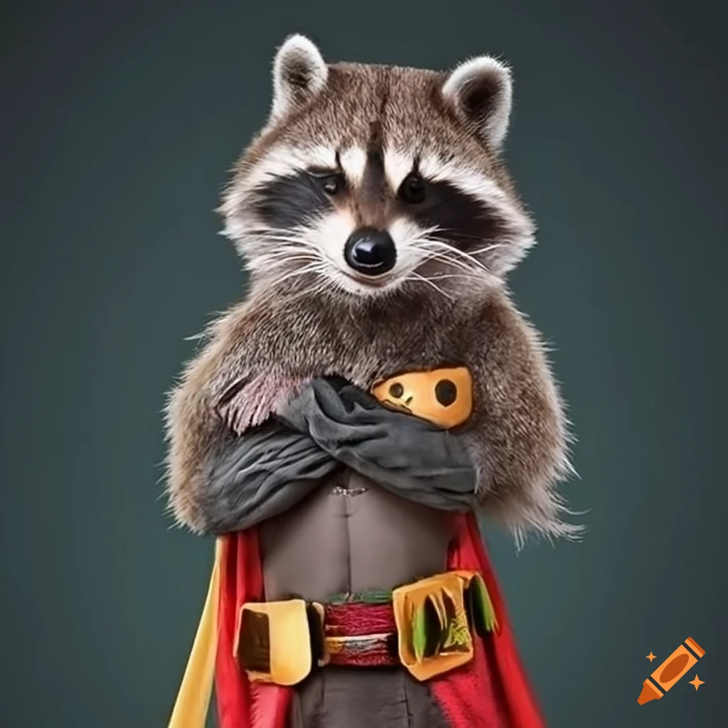 Raccoon dressed as a robin on Craiyon