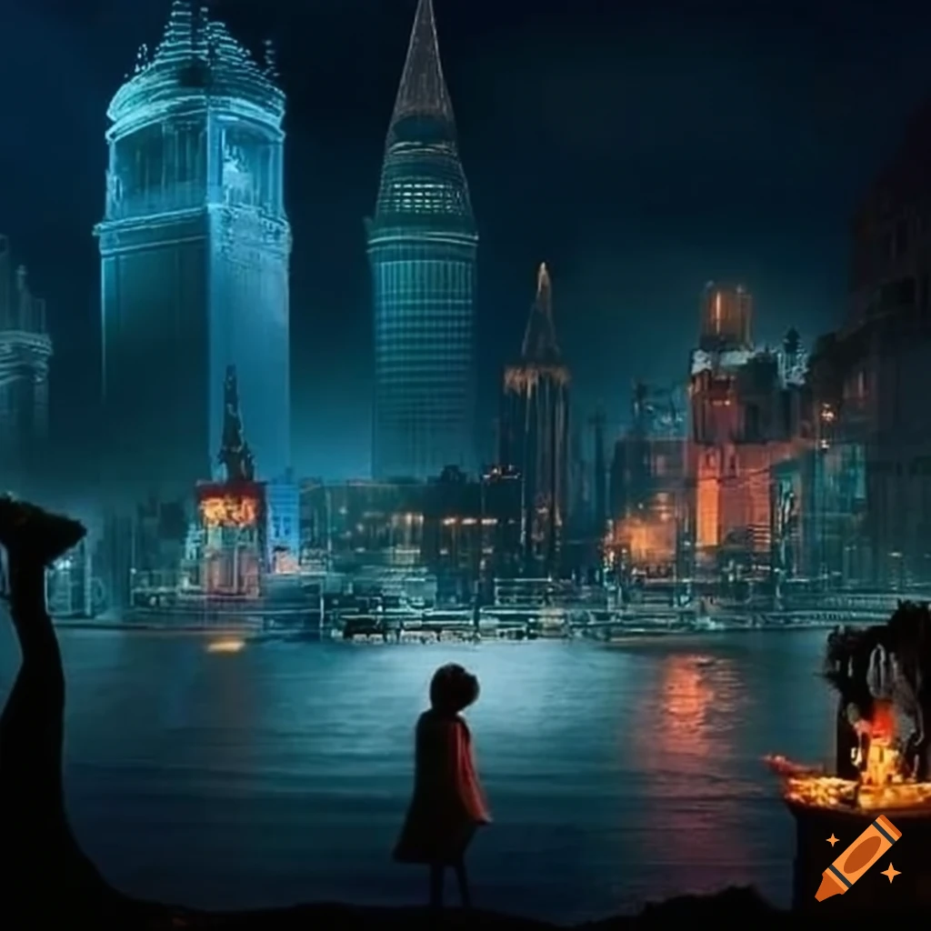 Map of dream city with cinemas, amusement park, and palaces on Craiyon