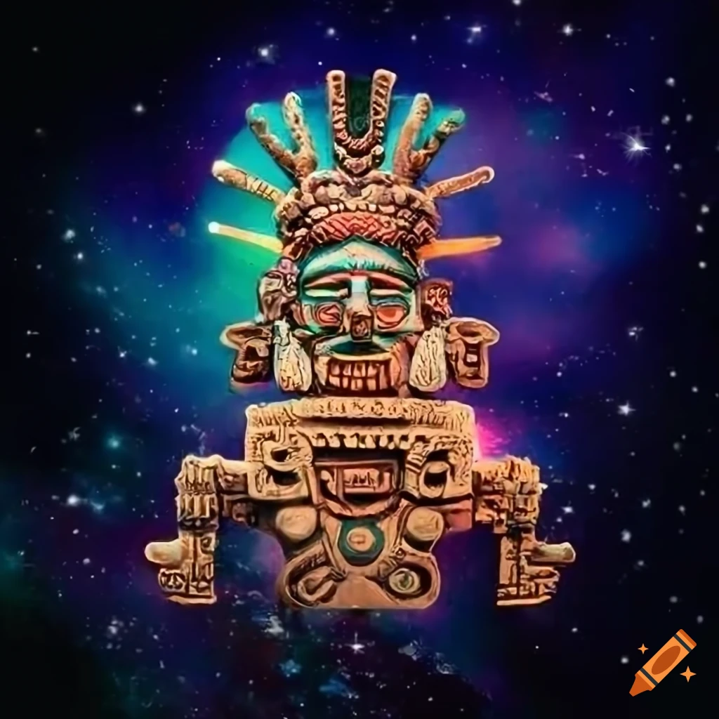 Aztec god floating in space on Craiyon