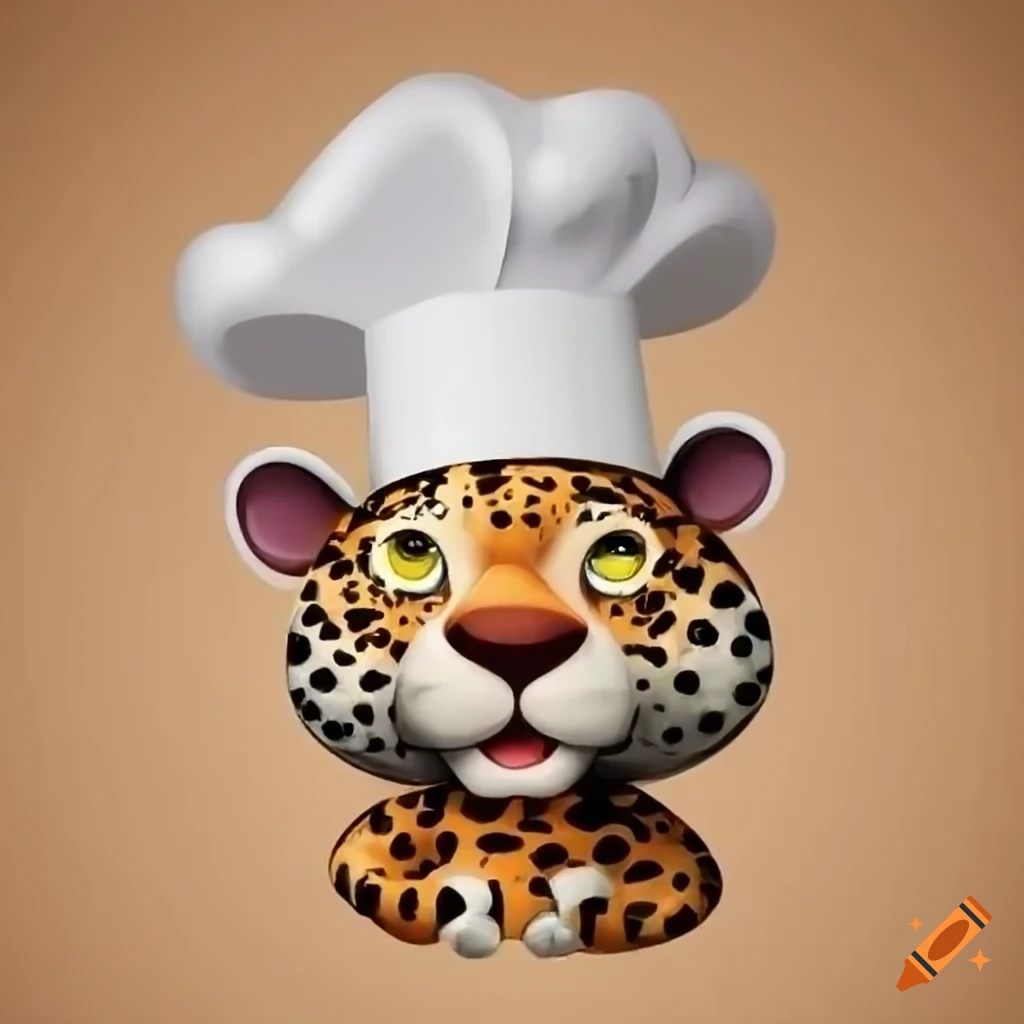Cartoon jaguar wearing a chef hat on Craiyon