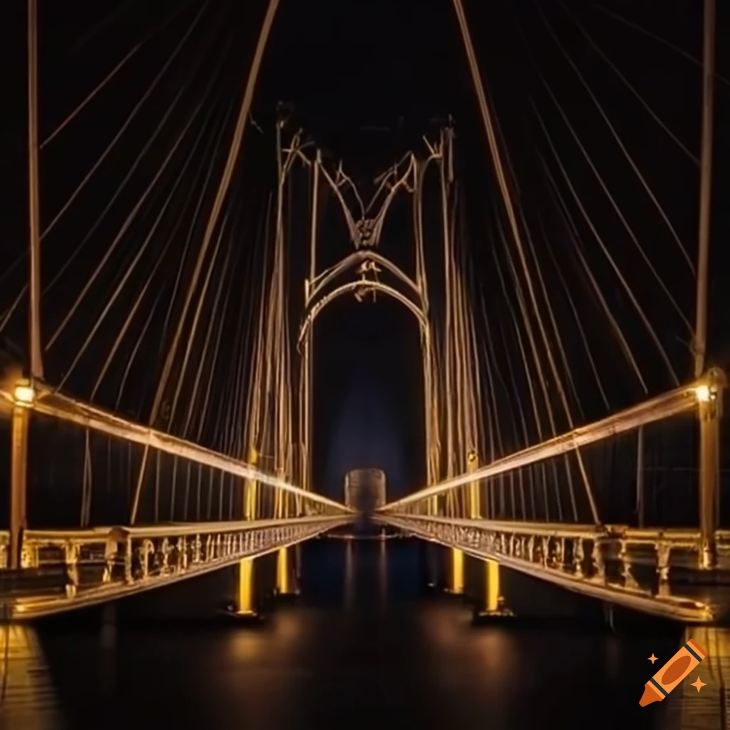 Magnificent bridge symbolizing the transition between night and day on ...