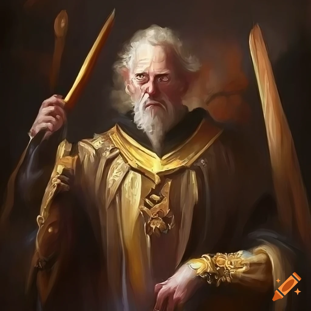 Epic full body portrait of a powerful wizard general in oil painting on ...