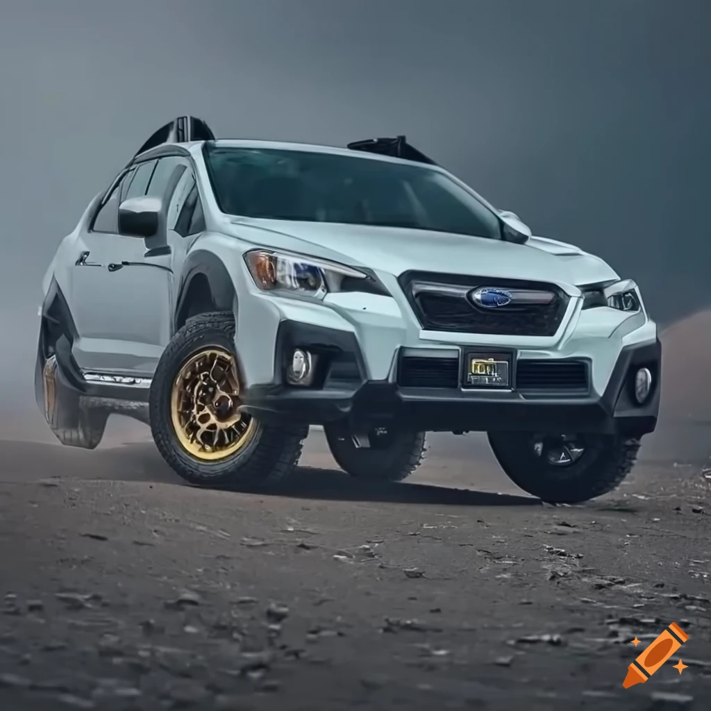 White subaru crosstrek with gold 502 vt-spec method race wheel on toyo ...
