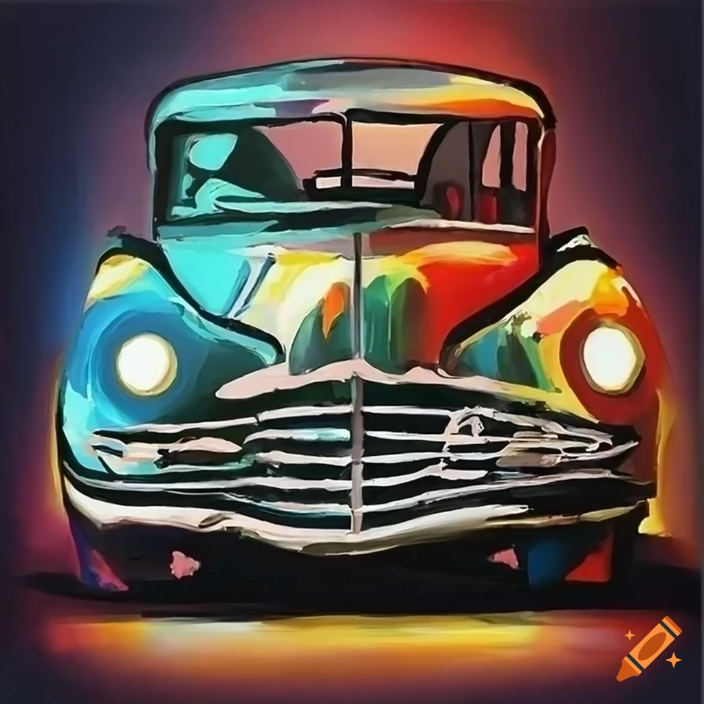 Car painting in picasso style on Craiyon