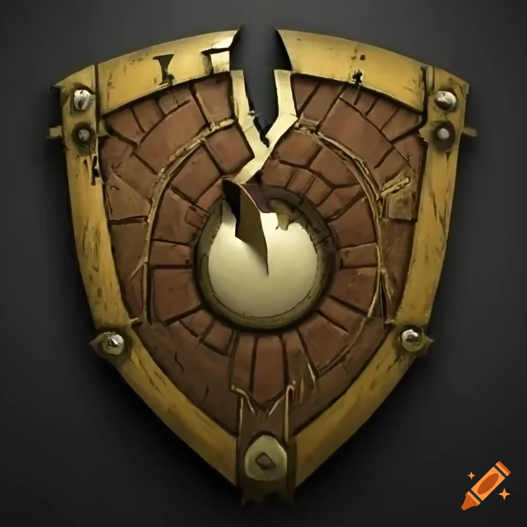 Detailed broken shield in many pieces on Craiyon