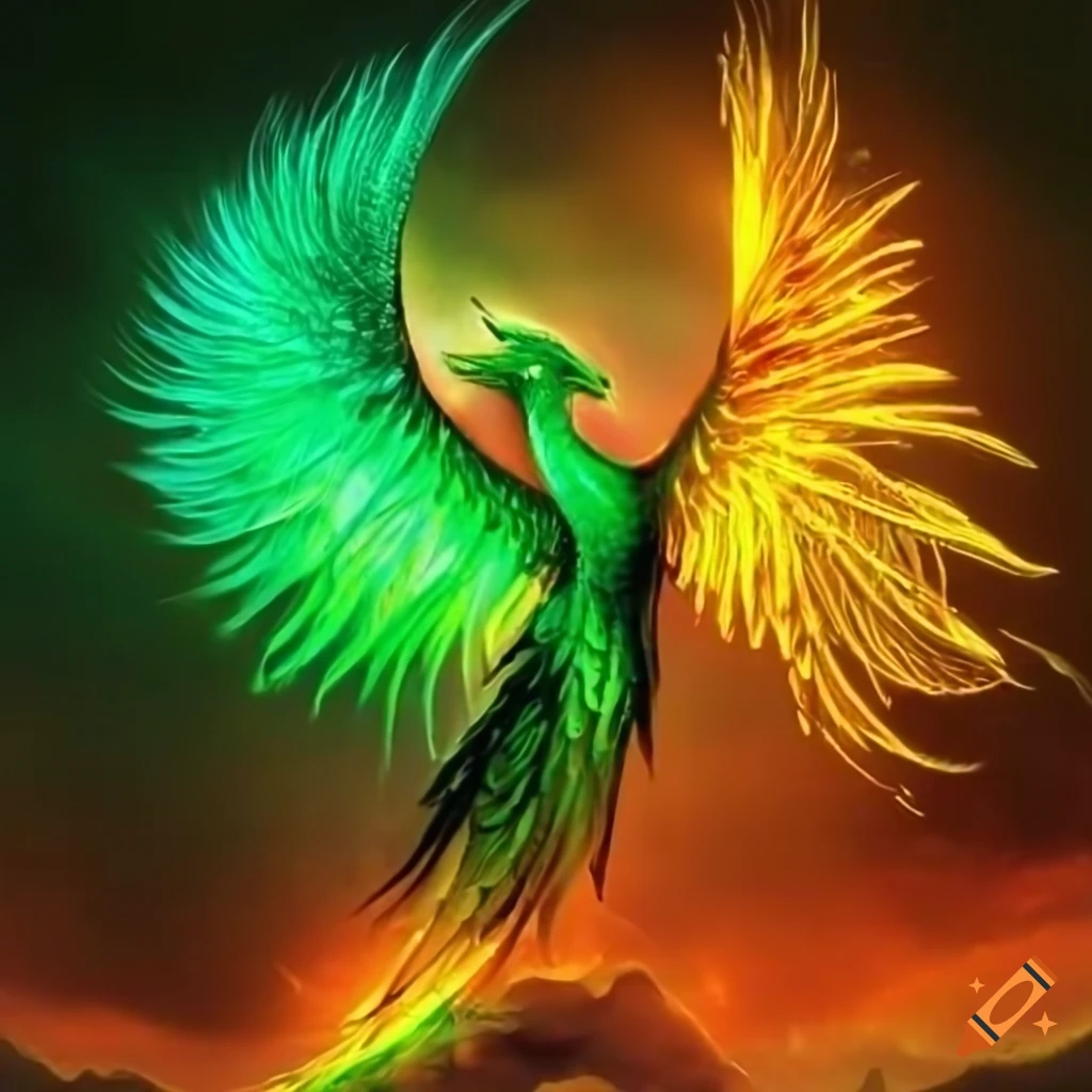 Green phoenix on Craiyon