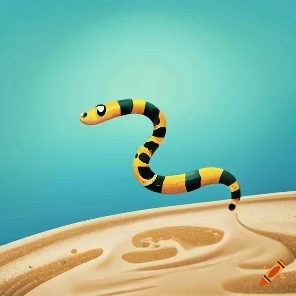 Sea snake swimming over sand and seaweed in the underwater ocean on Craiyon