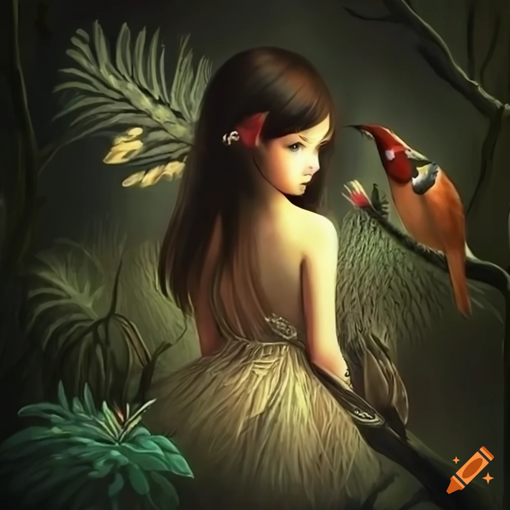 Exotic flowers, birds, Snake-skin trees, ivy vines, and Dandelion shrubs in high-resolution 4K ...