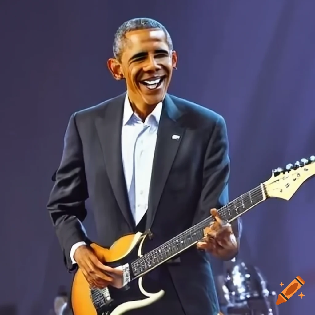 Barack obama as a hardrock guitar player on stage on Craiyon