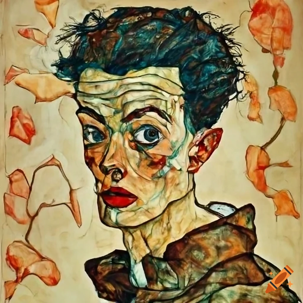 Self portrait of egon schiele on Craiyon