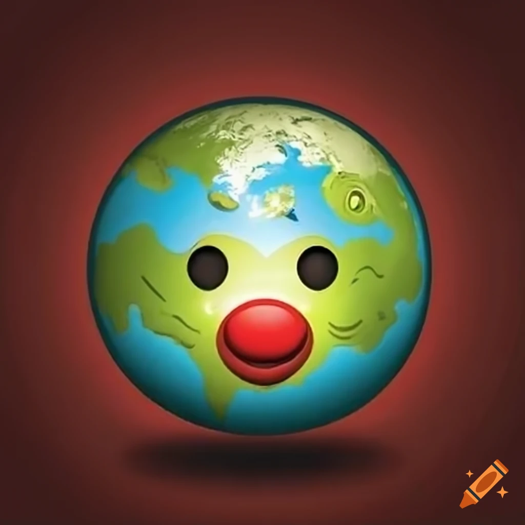 Clown face emoji on earth on Craiyon