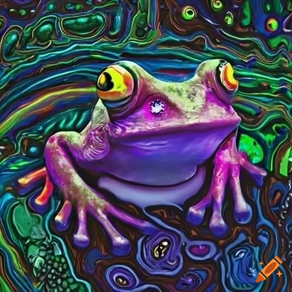 Space frog in a trippy style on Craiyon