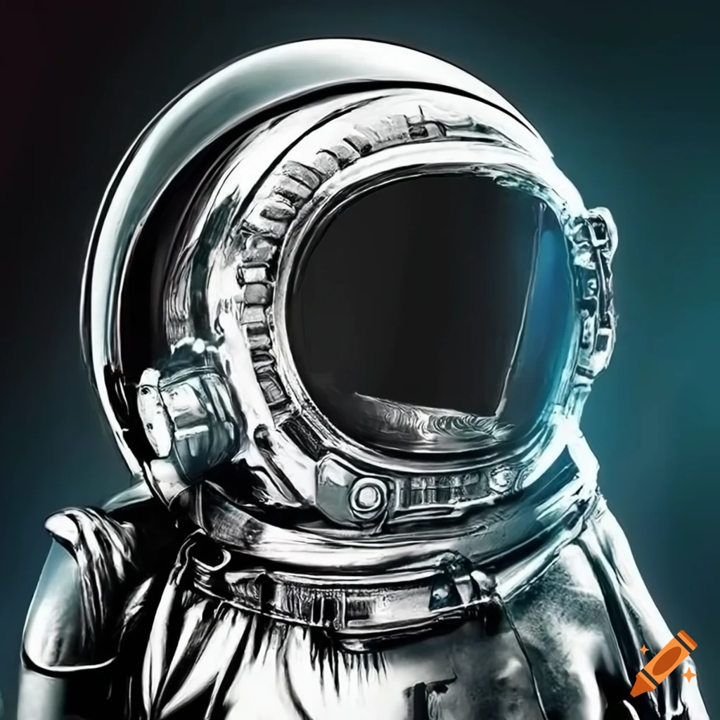 Futuristic chrome abstract creature Woman with astronaut helmet on Craiyon