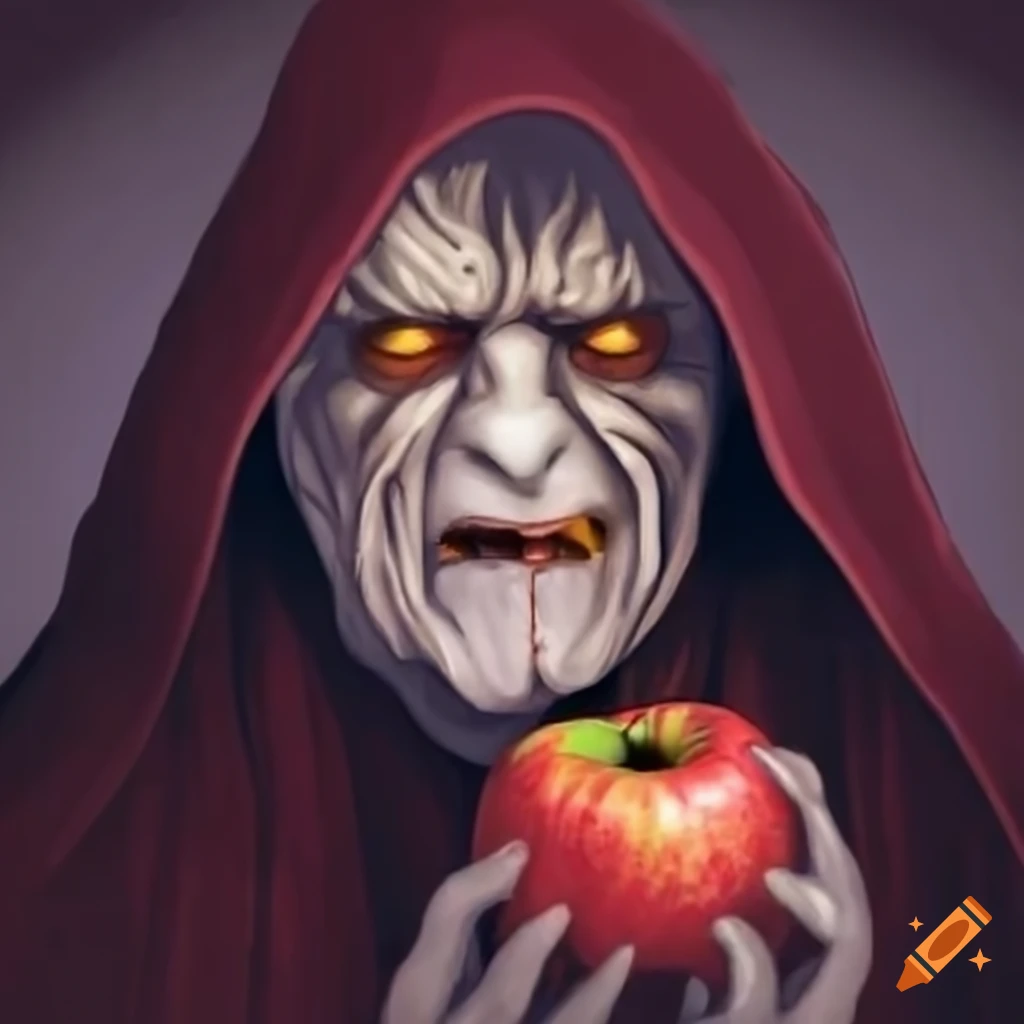 A character eating an apple on Craiyon