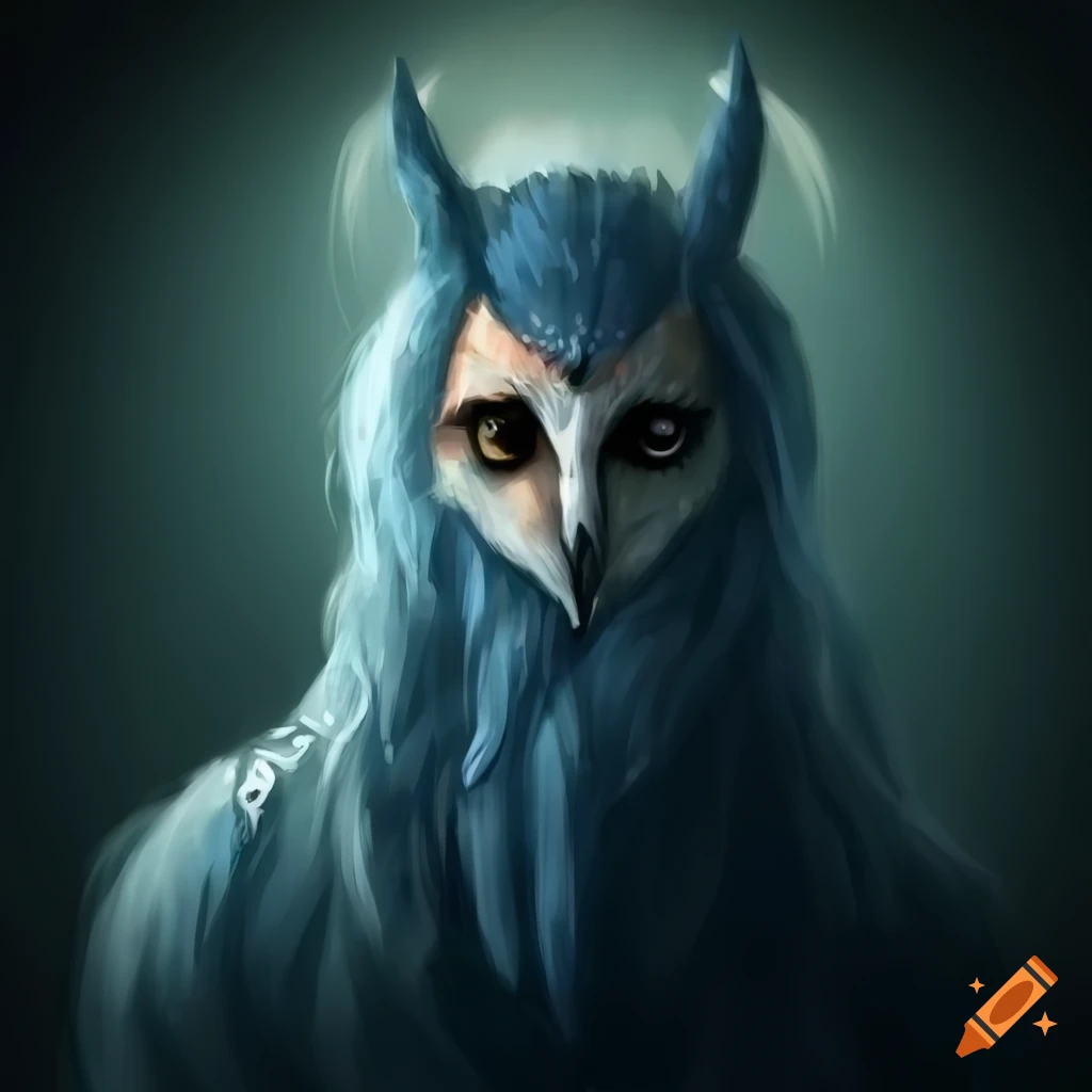 Male anthro owl in wizard robes with a viking beard on Craiyon