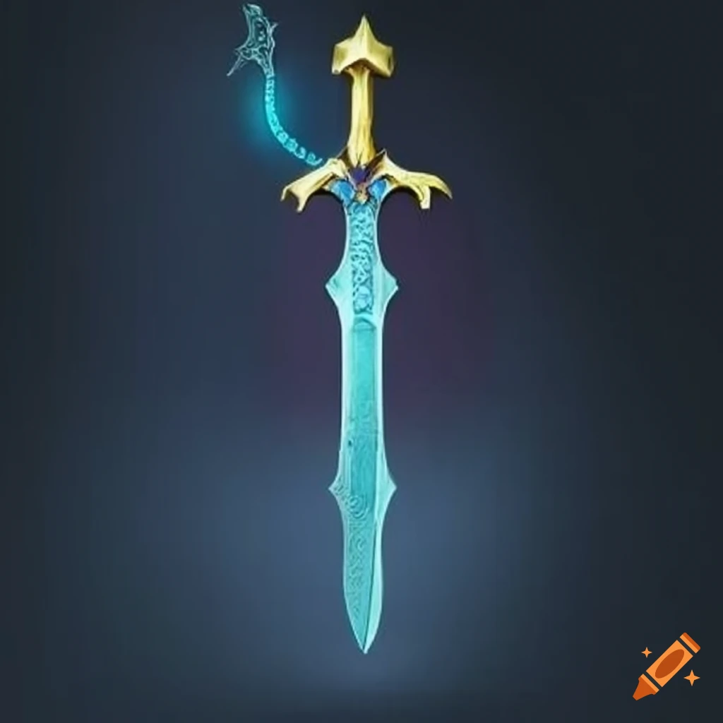 Intricate and magical curved master sword on Craiyon
