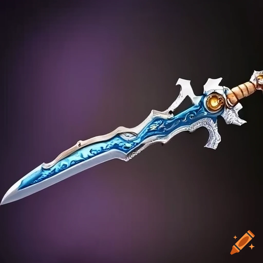 Magic intricate master sword with curved design on Craiyon