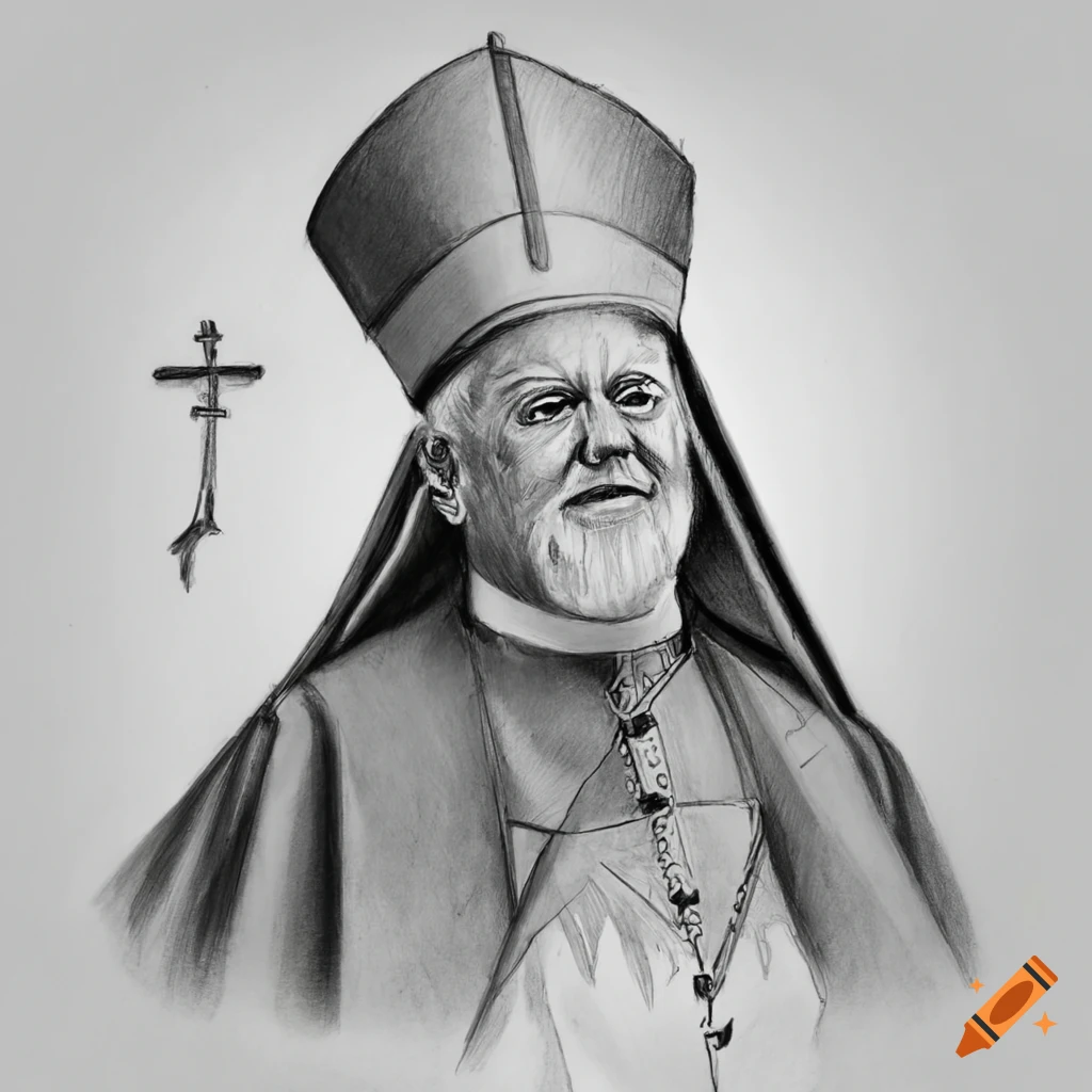 Pencil sketch of a bishop on Craiyon
