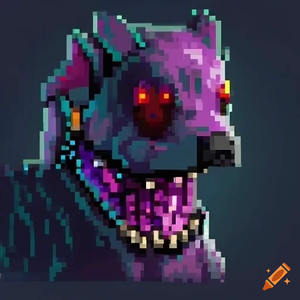 Pixel art cyberpunk dark walking hand monster dog on Craiyon