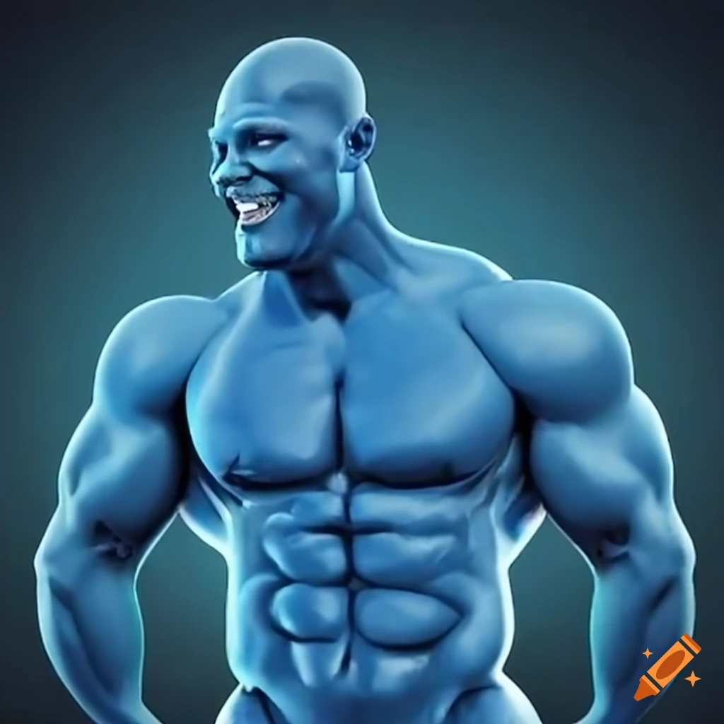 Big blue bodybuilder named thundersnow on Craiyon
