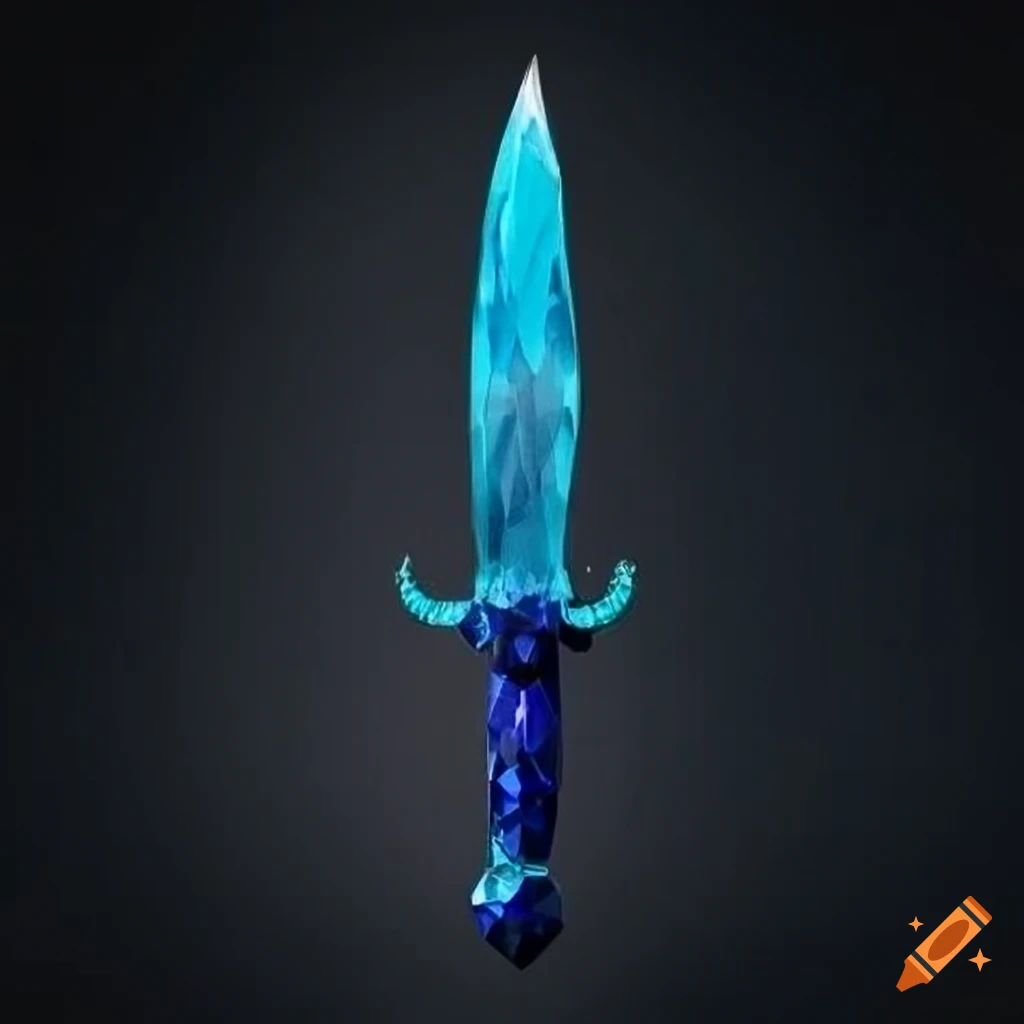 Monotone blue crystal dagger on Craiyon