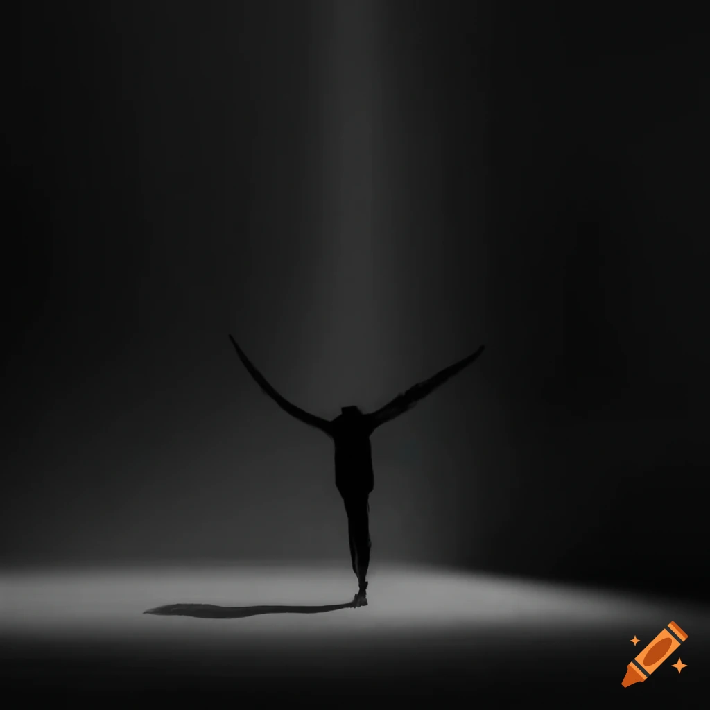 Surrealist shadow entity with foreboding energy and energetic movement in black and white on Craiyon