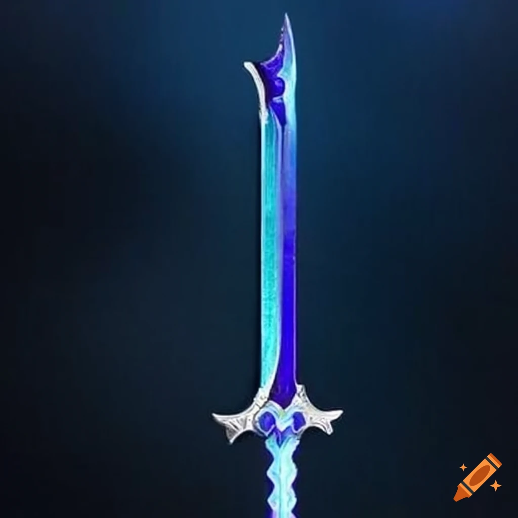 Intricate master sword with a magical curve on Craiyon