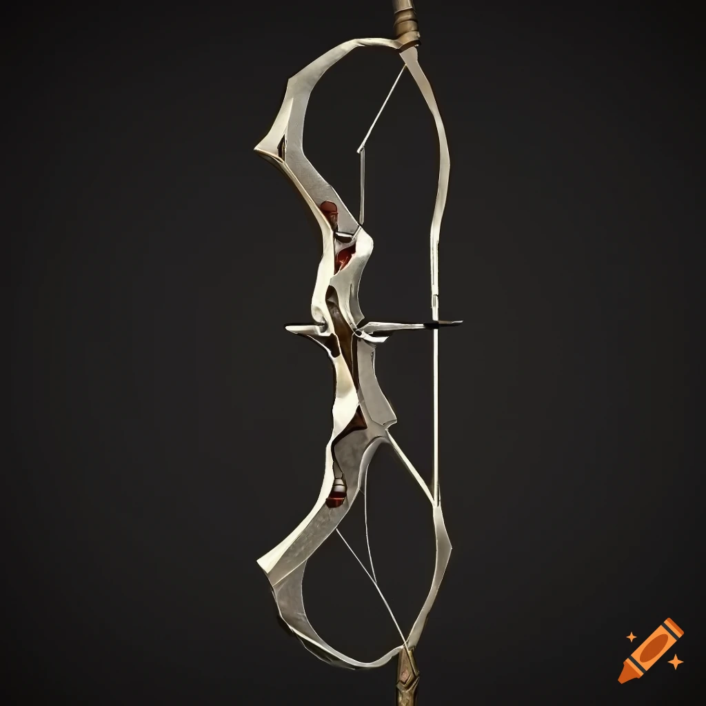 Futuristic metal bow in a fantasy setting on Craiyon
