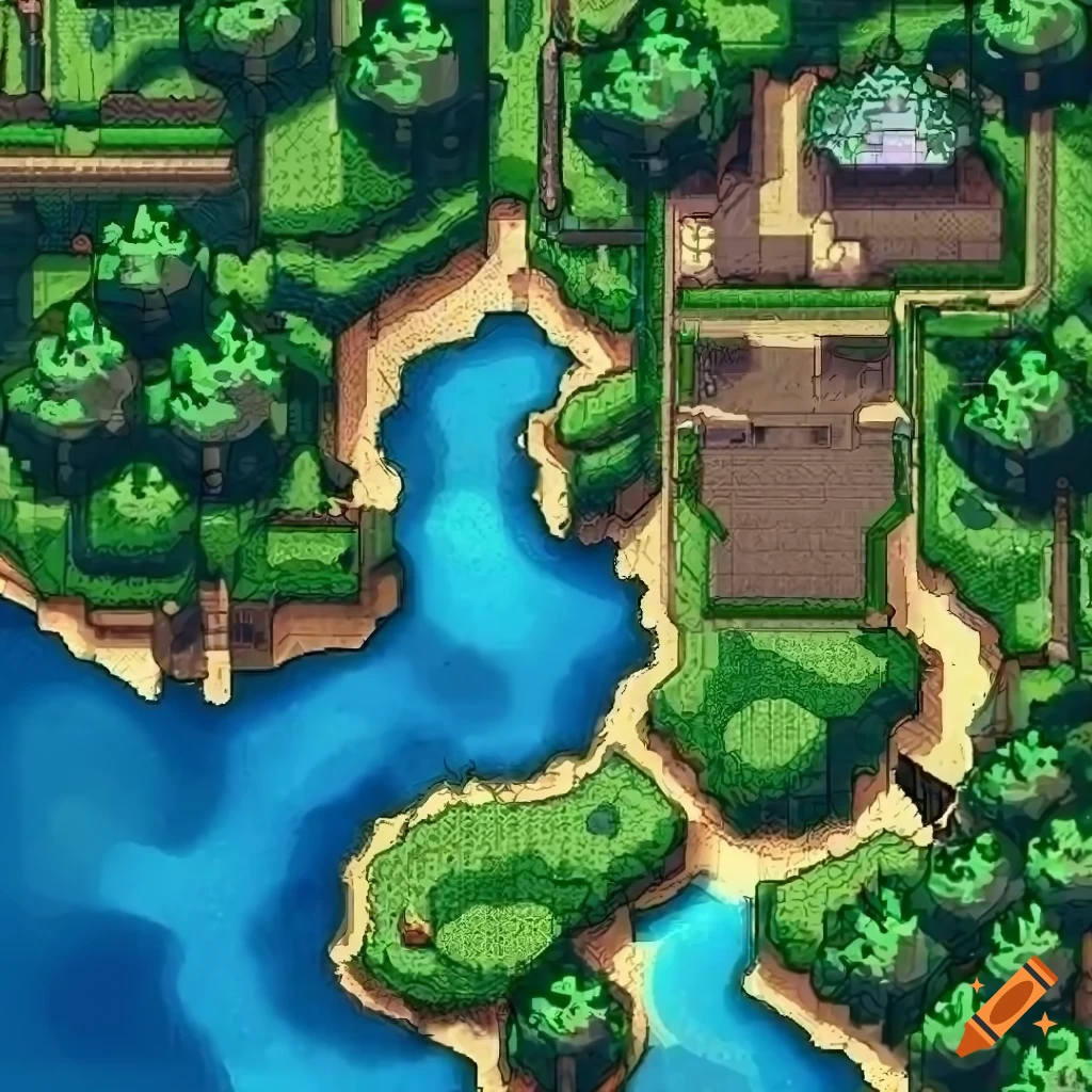 2d rpg maker world map top down view in a wilderness setting on Craiyon