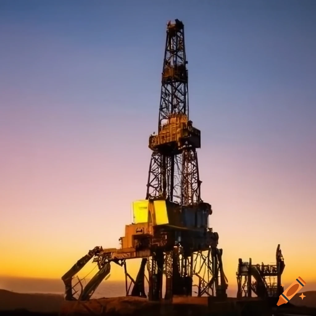 Drilling rig in an open hill area on Craiyon